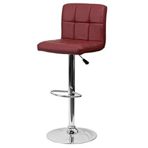 kls14 modern design barstools hight adjustable seat hydraulic 360-degree swivel sturdy steel frame padded cushion seat dining chair bar pub stool home office furniture – (1) burgundy #1974