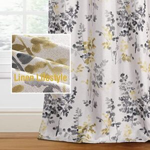 h.versailtex linen blackout curtains 96 inches long thermal insulated room darkening linen curtains for bedroom textured burlap grommet window curtains for living room, grey and yellow, 2 panels