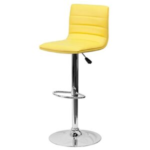 modern barstools horizontal line design hydraulic adjustable height 360-degree swivel seat sturdy steel frame chrome base drafting dining chair bar pub stool home office furniture – (1) yellow #1980