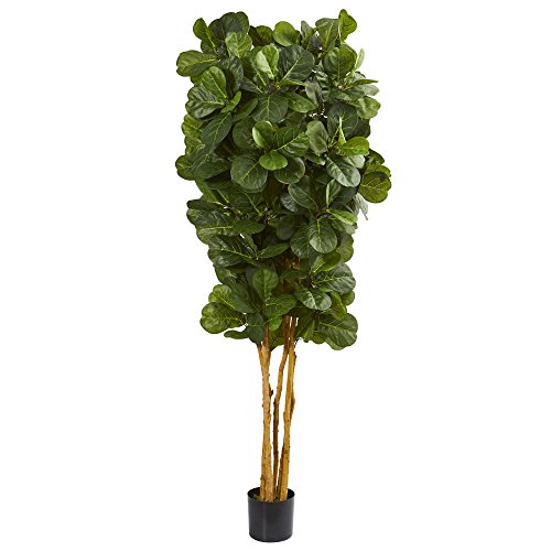 Nearly Natural 7’ Fiddle Leaf Fig Artificial Trees, 84in, Green