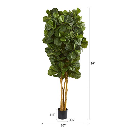 Nearly Natural 7’ Fiddle Leaf Fig Artificial Trees, 84in, Green