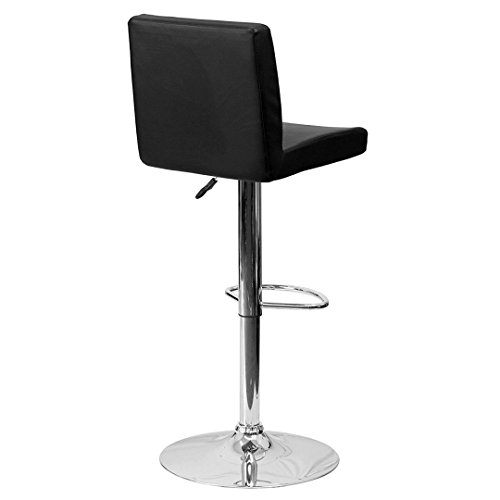 KLS14 Modern Design Bar Stool Mid-Back Design Hydraulic Adjustable Height 360-Degree Swivel Seat Sturdy Steel Frame Chrome Base Dining Chair Bar Pub Stool Home Office Furniture - (1) Black #1986