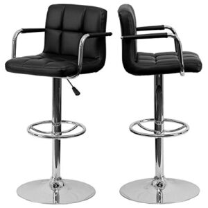 kls14 modern barstools hydraulic adjustable height 360-degree swivel seat sturdy steel frame padded cushion seat dining chair bar pub stool home office furniture – set of 2 black #1978