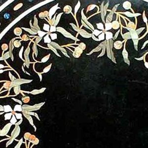 24" X 24" inch Marble Dining Table Pietra Dura Inlay Floral Marquetry Design Living Room Table, Conference Table, Office Table