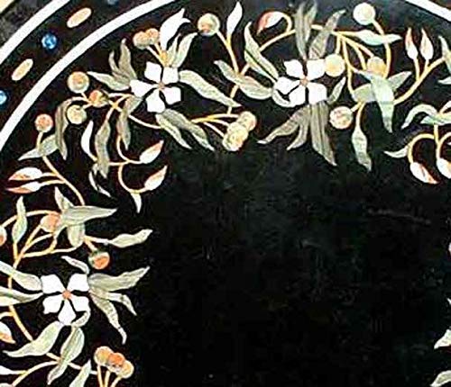 24" X 24" inch Marble Dining Table Pietra Dura Inlay Floral Marquetry Design Living Room Table, Conference Table, Office Table