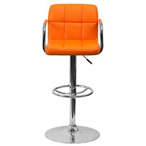 KLS14 Modern Barstools Hydraulic Adjustable Height 360-Degree Swivel Seat Sturdy Steel Frame Padded Cushion Seat Dining Chair Bar Pub Stool Home Office Furniture - Set of 2 Orange #1978