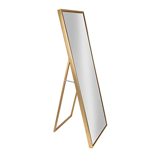 Kate and Laurel Evans Wood Framed Free Standing Floor Mirror with Easel, 18 x 58 Gold