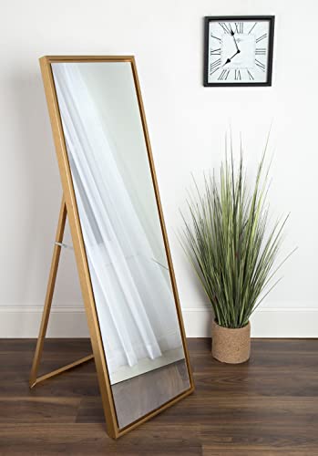 Kate and Laurel Evans Wood Framed Free Standing Floor Mirror with Easel, 18 x 58 Gold