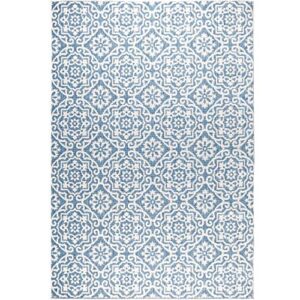 Nicole Miller New York Patio Country Danica Transitional Geometric Indoor/Outdoor Area Rug, Blue/Grey, 7'9"x10'2"