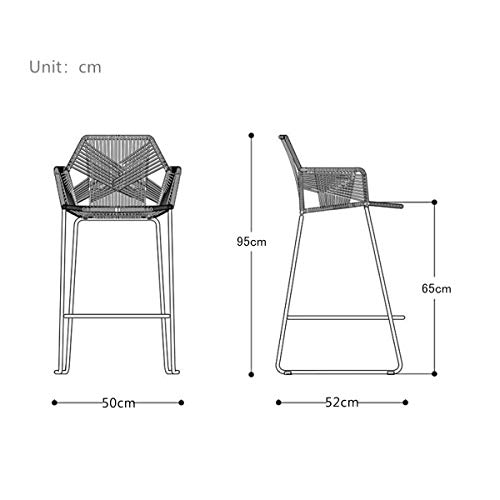 BINZHI Bar Stools Set of 2 Rattan Chair Boho Woven Counter Stools with Back and Footrest Modern Patio Seting Outdoor Barstools (Height 65cm(25.6inch))