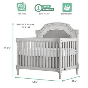 Evolur Julienne 5 in 1 Convertible Crib, Antique Grey Mist 55.5x31.2x51.5 Inch (Pack of 1)