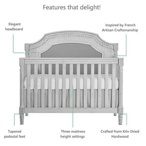 Evolur Julienne 5 in 1 Convertible Crib, Antique Grey Mist 55.5x31.2x51.5 Inch (Pack of 1)