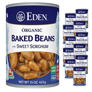 eden organic baked beans with sorghum, mustard, and spices, navy, 15 oz (12-pack)