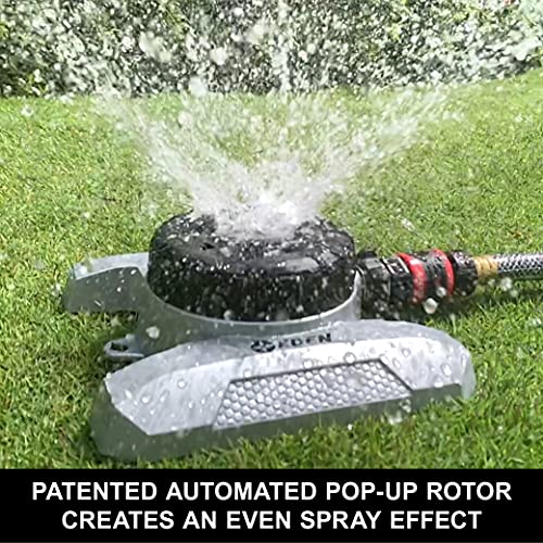 Eden 94128 9-Pattern Turret Lawn Sprinkler W/Quick Connect Starter Set, Heavy Duty Metal Base