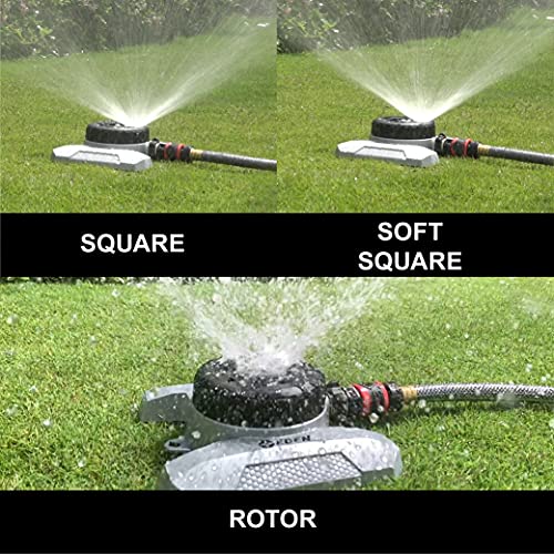 Eden 94128 9-Pattern Turret Lawn Sprinkler W/Quick Connect Starter Set, Heavy Duty Metal Base