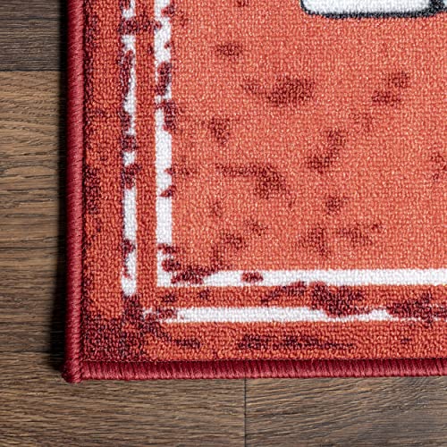 nuLOOM Graphic Machine Washable Area Rug, 20" x 59", Red