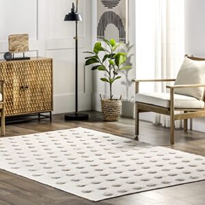 nuloom lulu hand woven raised dots area rug, 8′ x 10′, ivory