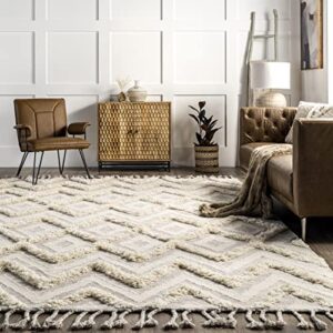 nuLOOM Sony Bohemian Diamond Shag Area Rug, 8' x 10', Ivory