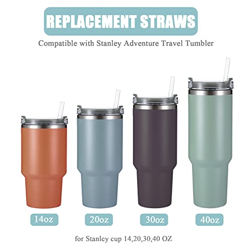 6 Pack Replacement Straws for Stanley Adventure Travel Tumbler, Individually Packaged Reusable Straws Plastic Straws with Cleaning Brush Compatible with Stanley Cup 40 oz, Long Straws for Stanley Cup