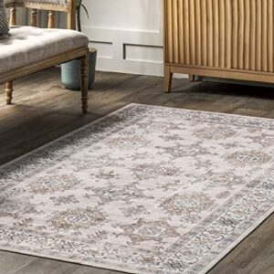 nuLOOM Finley Machine Washable Vintage Distressed Accent Rug, 3' x 5', Ivory