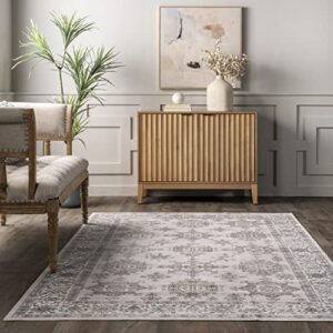 nuLOOM Finley Machine Washable Vintage Distressed Accent Rug, 3' x 5', Ivory