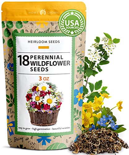 90,000 Wildflower Seeds - 3oz Pure Wild Flower Seed Pack - 18 Variety - Perennial Flower Seeds for Attracting Birds & Butterflies - Open Pollinated, Flower Garden Seeds for Planting Outdoors