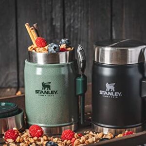 Stanley Classic Legendary Food Jar 0.4L Hammertone Green with Spork – BPA Free Stainless Steel Soup Flask - Keeps Cold or Hot for 7 Hours - Leakproof - Dishwasher Safe