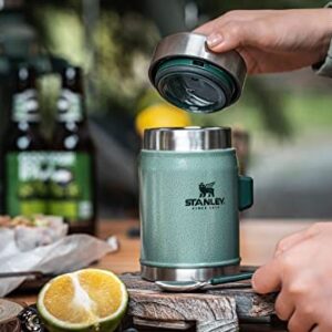 Stanley Classic Legendary Food Jar 0.4L Hammertone Green with Spork – BPA Free Stainless Steel Soup Flask - Keeps Cold or Hot for 7 Hours - Leakproof - Dishwasher Safe