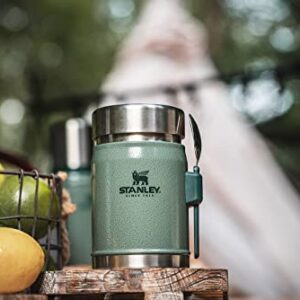 Stanley Classic Legendary Food Jar 0.4L Hammertone Green with Spork – BPA Free Stainless Steel Soup Flask - Keeps Cold or Hot for 7 Hours - Leakproof - Dishwasher Safe