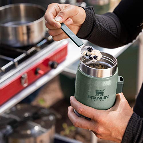 Stanley Classic Legendary Food Jar 0.4L Hammertone Green with Spork – BPA Free Stainless Steel Soup Flask - Keeps Cold or Hot for 7 Hours - Leakproof - Dishwasher Safe