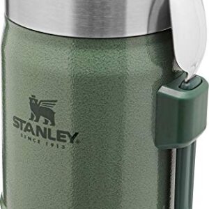 Stanley Classic Legendary Food Jar 0.4L Hammertone Green with Spork – BPA Free Stainless Steel Soup Flask - Keeps Cold or Hot for 7 Hours - Leakproof - Dishwasher Safe