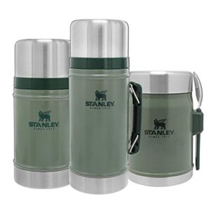 Stanley Classic Legendary Food Jar 0.4L Hammertone Green with Spork – BPA Free Stainless Steel Soup Flask - Keeps Cold or Hot for 7 Hours - Leakproof - Dishwasher Safe