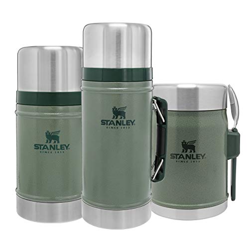 Stanley Classic Legendary Food Jar 0.4L Hammertone Green with Spork – BPA Free Stainless Steel Soup Flask - Keeps Cold or Hot for 7 Hours - Leakproof - Dishwasher Safe