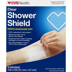 cvs health clear shower shield bandages, 4 ct