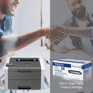 YOISNER TN221BK/C/M/Y Higher-Yield TN2215PK Compatible TN-221 TN 221Toner Cartridge Set Replacement for MFC-9130CW HL-3140CW HL-3170CDW HL-3180CDW MFC-9330CDW Color Printer