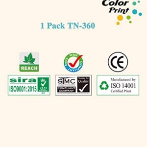 (1-Pack, Black) Compatible TN360 TN-360 Toner Cartridge TN-330 Used for Brother DCP-7030 DCP-7040 DCP-7045N HL-2140 HL-2150N HL-2170W MFC-7440N MFC-7840W Laser Printer, by ColorPrint