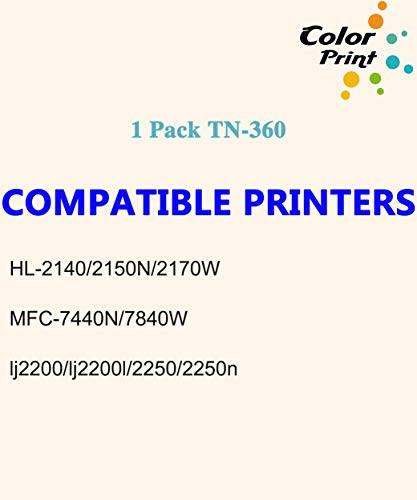 (1-Pack, Black) Compatible TN360 TN-360 Toner Cartridge TN-330 Used for Brother DCP-7030 DCP-7040 DCP-7045N HL-2140 HL-2150N HL-2170W MFC-7440N MFC-7840W Laser Printer, by ColorPrint