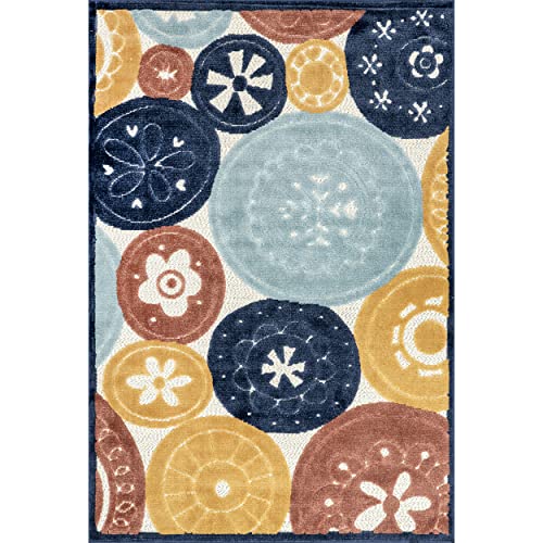 nuLOOM Crissie Coastal Sand Dollar Indoor/Outdoor Area Rug, 8' x 10', Blue