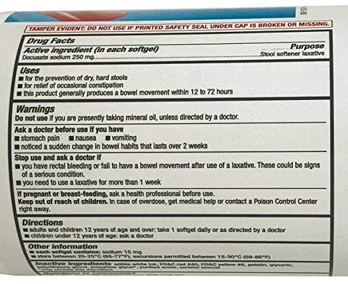 CVS Health Extra Strength Stool Softener Docusate Sodium Softgels 250 mg, 500 Count