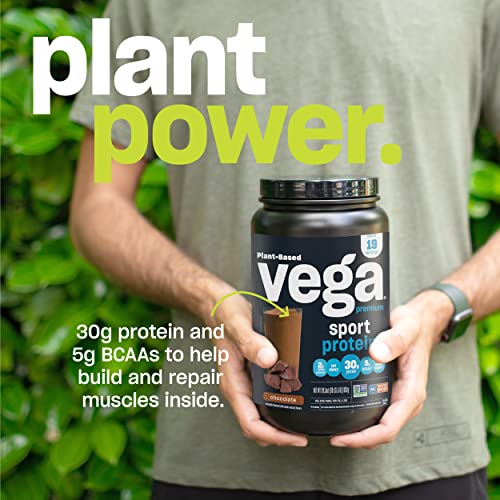 Vega Sport Premium Vegan Protein Powder Vanilla (45 Servings) 30g Vegan Protein, 5g BCAAs, Low Carb, Keto, Dairy Free, Gluten Free, Non GMO, Pea Protein for Women & Men, 4.1 lbs (Packaging May Vary)