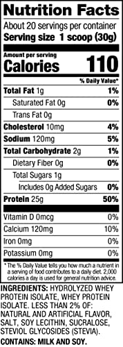 Dymatize ISO100 Hydrolyzed Protein Powder, 100% Whey Isolate , 25g of Protein, 5.5g BCAAs, Gluten Free, Fast Absorbing, Easy Digesting, Gourmet Vanilla, 20 Servings