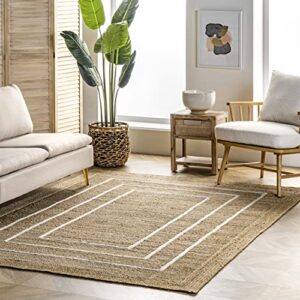 nuloom caile hand loomed raised geometric jute area rug, 10′ x 14′, ivory