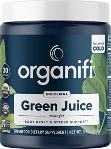 organifi green juice – organic superfood powder – 30-day supply – organic vegan greens – helps decrease cortisol – provides better response to stress – supports weight control – total body wellness