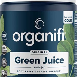 Organifi Green Juice - Organic Superfood Powder - 30-Day Supply - Organic Vegan Greens - Helps Decrease Cortisol - Provides Better Response to Stress - Supports Weight Control - Total Body Wellness