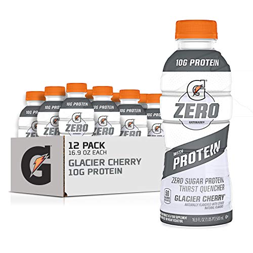 Gatorade Zero With Protein, 10g Whey Protein Isolate, Zero Sugar, Electrolytes, Glacier Cherry, 16.9 Fl Oz, 12 Pack