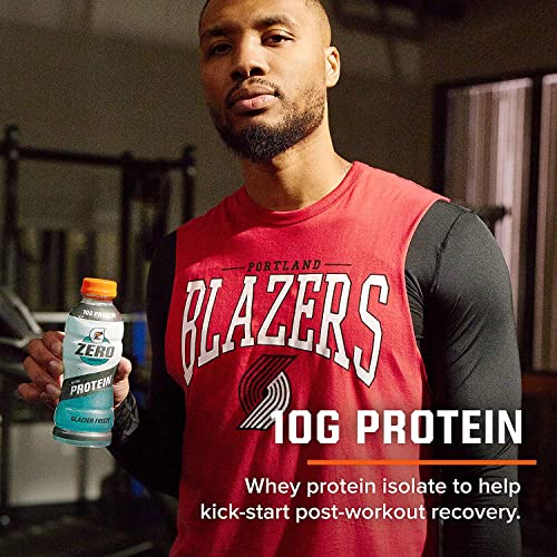 Gatorade Zero With Protein, 10g Whey Protein Isolate, Zero Sugar, Electrolytes, Glacier Cherry, 16.9 Fl Oz, 12 Pack