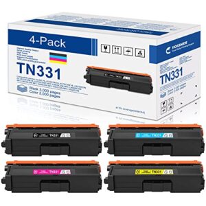 tn331 toner cartridge: 4-pack tn-331bk tn-331c tn-331m tn-331y replacement for brother tn-331 for hl-l8350cdw hl-4150cdn mfc-l8850cdw mfc-9970cdw mfc-l8600cdw printer