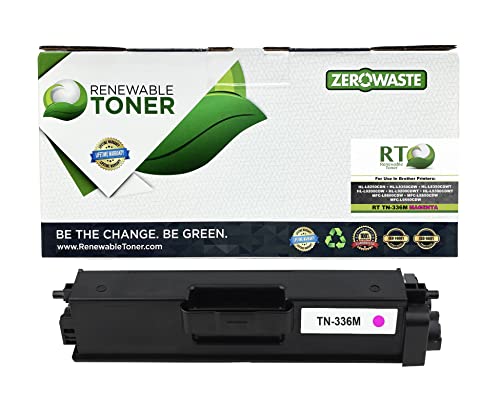 Renewable Toner TN-336M Compatible Replacement for Brother TN336 TN336M | for Use in HL-L8250CDN HL-L8350CDW HL-L9200CDW HL-L9200CDWT HL-L9300CDWT MFC-L8600CDW MFC-L8850CDW MFC-L9550CDW (Magenta)