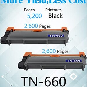 Much&More Compatible Toner Cartridge Replacement for Brother TN660 TN-660 Used for Brother HL-L2300D L2365DW L2340DW L2320D L2360DW DCP-L2520DW L2540DW MFC-L2740DW Printer (Black, 2-Pack)