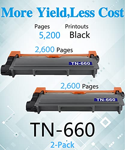 Much&More Compatible Toner Cartridge Replacement for Brother TN660 TN-660 Used for Brother HL-L2300D L2365DW L2340DW L2320D L2360DW DCP-L2520DW L2540DW MFC-L2740DW Printer (Black, 2-Pack)